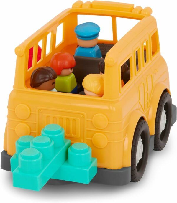 Battat School Bus With 5 Figures & 2 Blocks - 8Pc | Le3ab Store
